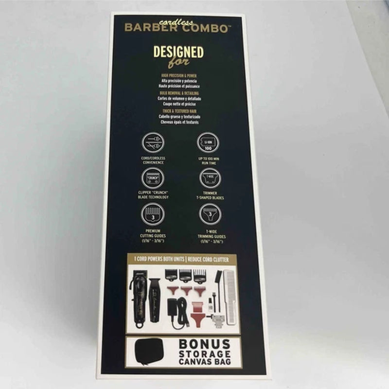 Wahl Barber Combo Black Cordless Magic Clip Clipper Detailer Trimmer 5 ...