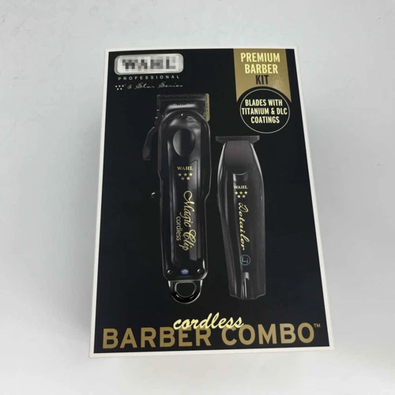 Wahl Barber Combo Black Cordless Magic Clip Clipper Detailer Trimmer 5 ...